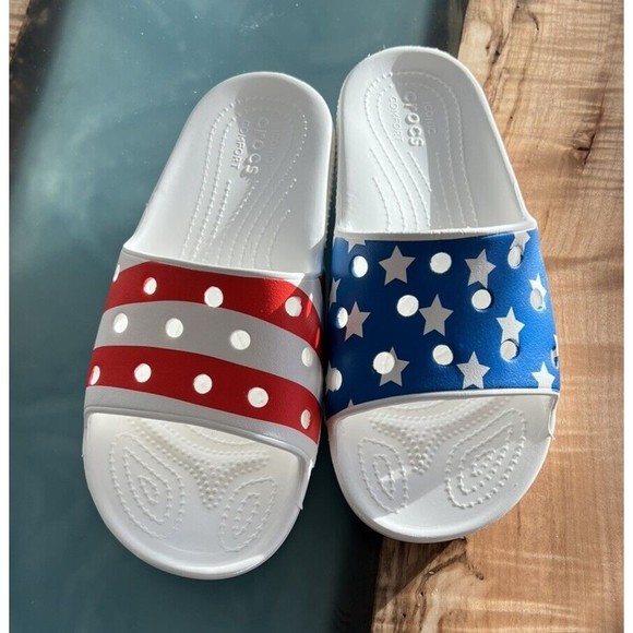 CROCS | Shoes | Crocs Stars Stripes Slides Sandal Flip Flop American ...